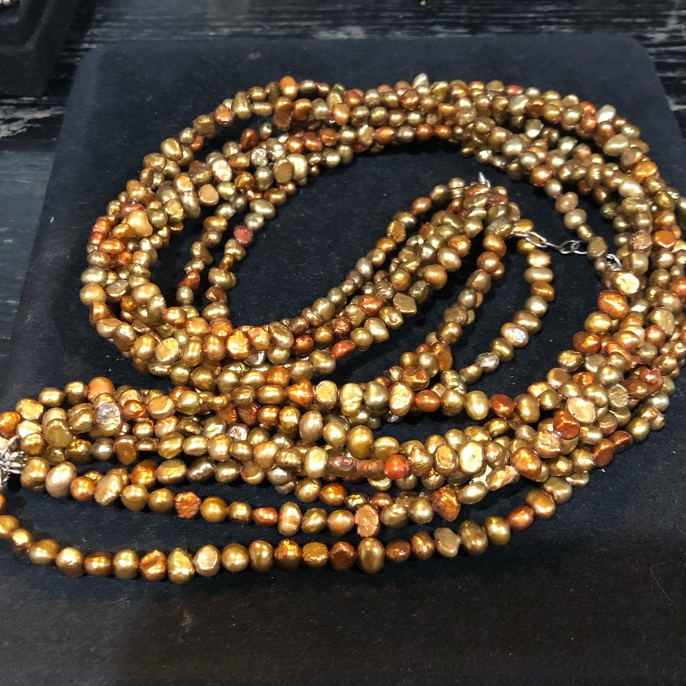 3-5mm Copper And Gold Color Tiny Pearl Necklace - Gem